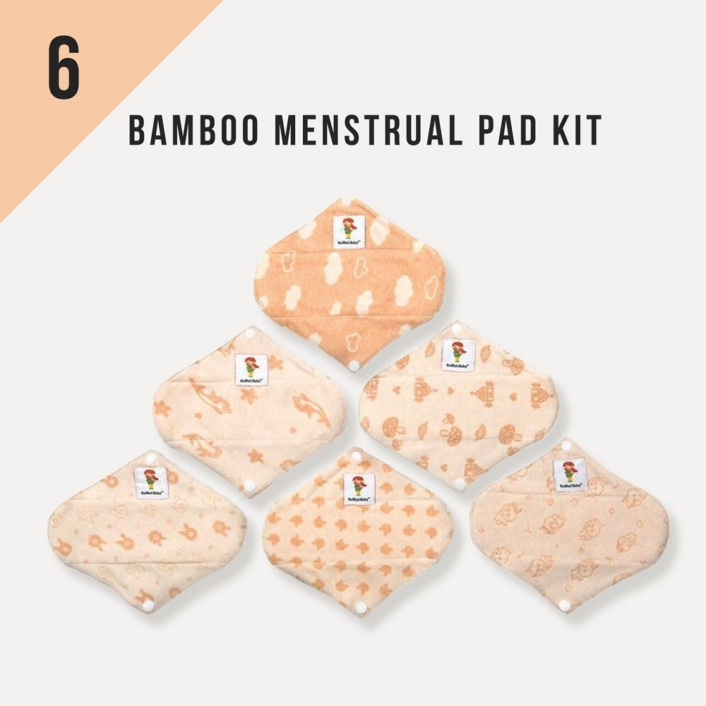 KaWaii Women Reusable Bamboo Period Menstrual Pad Sanitary Napkins 6 ...