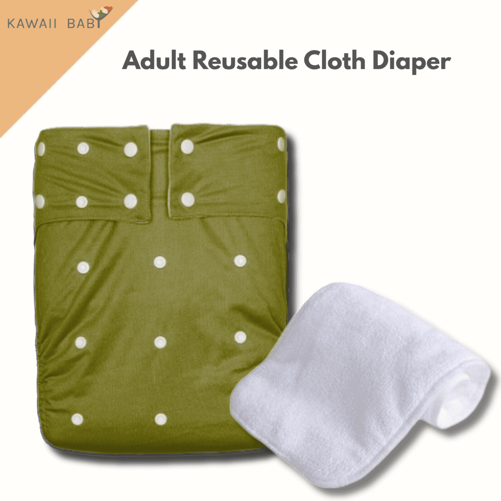 Adult Cloth Diaper with 1 Super Absorbent 4-Layer Insert Incontinence ...