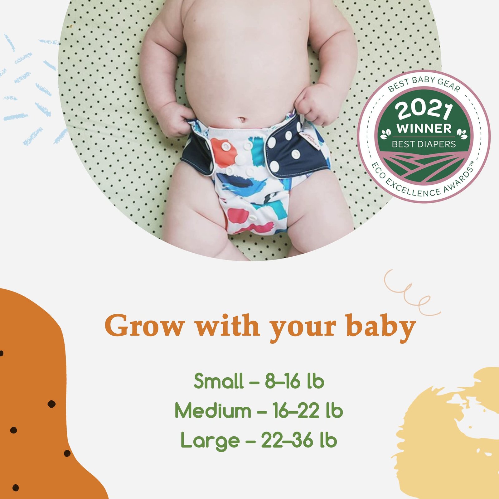 One Size Printed Snap Pocket Cloth Diaper - KaWaii Baby Cloth Diaper ...